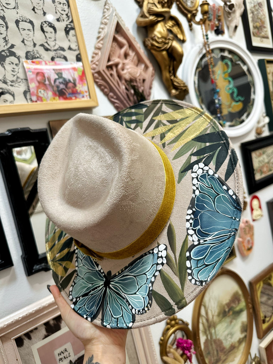 Tan with blue butterflies top and bottom painted – Beyond the Canvas by ...